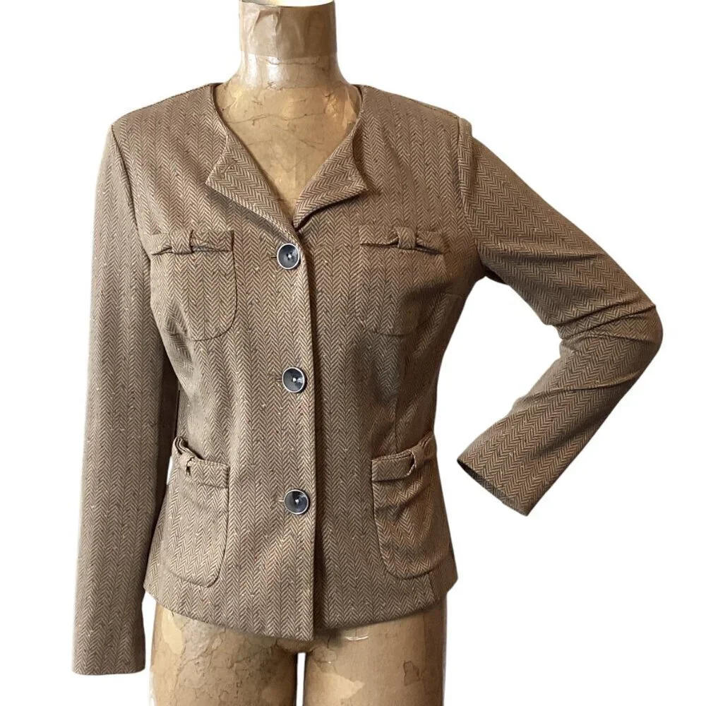 CAbi | Jackets & Coats | Cabi Penny Blazer Tan Herringbone Fleck 37 ...